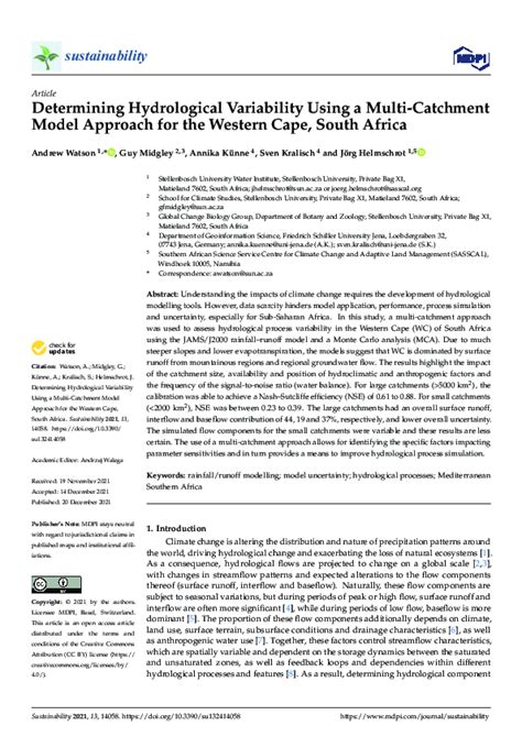 Pdf Determining Hydrological Variability Using A Multi Catchment Model Approach For The