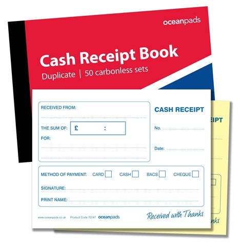 Cash Receipt Book For Small Businesses Self Employed Taxis Schools