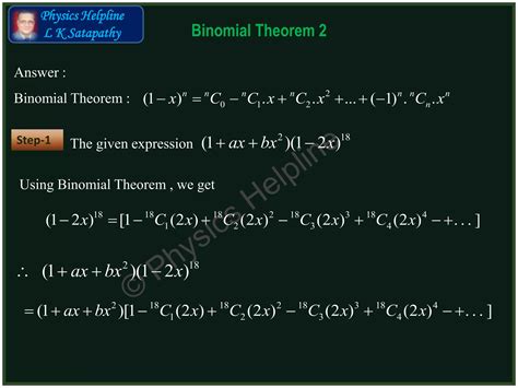 Binomial Theorem 2 Pptx Physics Science