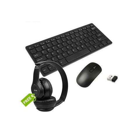 Shop Generic Soft Touch Wireless Keyboard And Mouse Combo Black Free Bt Headphone Online
