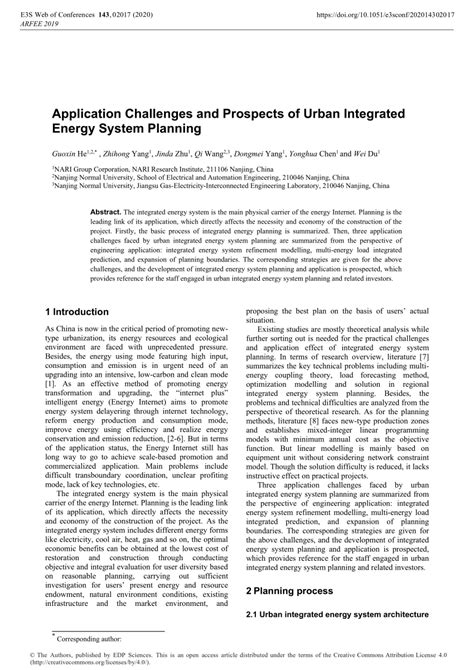Pdf Application Challenges And Prospects Of Urban Integrated Energy System Planning