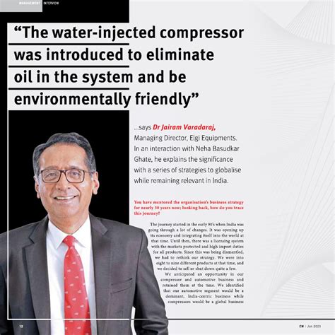 Siddesh Chavan On Linkedin Interaction Of Dr Jairam Varadaraj Managing Director Elgi