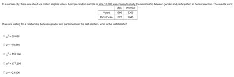 Solved If We Are Testing For A Relationship Between Gender Chegg Com