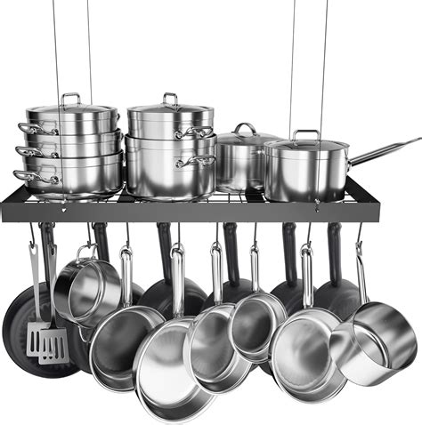 Ceiling Pot Rack 30 Inches Hanging Pots And Pans Organizer Rack For