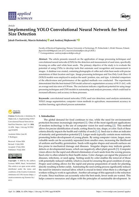 Pdf Implementing Yolo Convolutional Neural Network For Seed Size