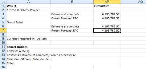 Freeze Forecast In Deltek Cobra Ten Six