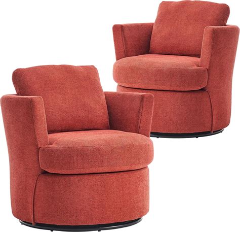 Rockingrun Swivel Barrel Chair Set Of 2linen Round Swivel
