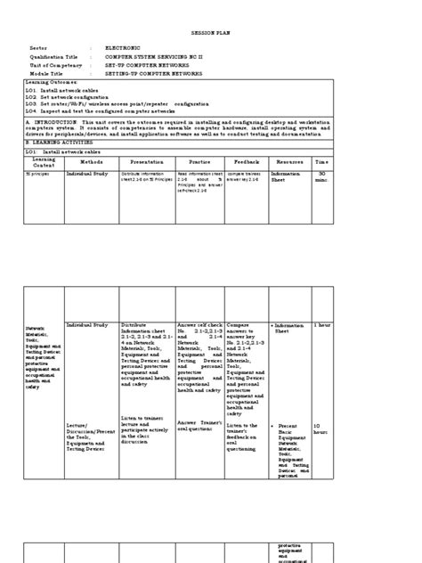 Setting Up Computer Networks Session Plan Pdf Computer Network Local Area Network