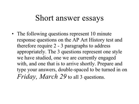 Short Answer Essays