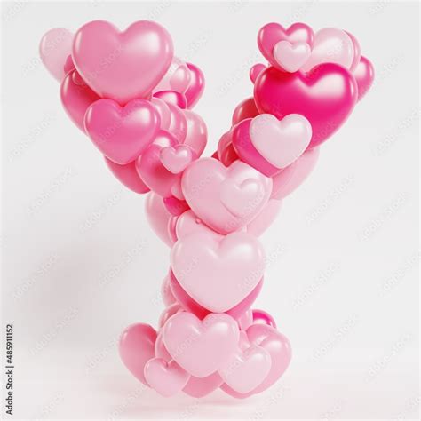 Alphabet From Hearts 3d Letters And Numbers 3d Chars Stock