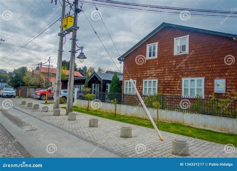 Puerto Varas Chile September 23 2018 Outdoor View Of Old Wooden House Building With Some