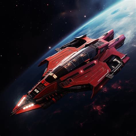 Red Spaceship Premium Ai Generated Image