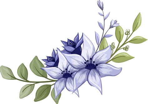 Purple Floral Bouquet With Watercolor 16408092 Png