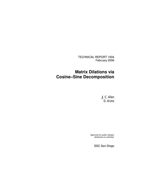 Pdf Matrix Dilations Via Cosine Sine Decomposition