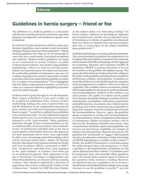 PDF Guidelines In Hernia Surgery Friend Or Foe
