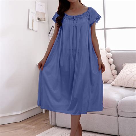 Elvqul Womens Long Nightgowns Plus Size Pajamas Dress For Women Short