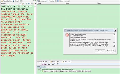 why my c6713 always shows weird error when running some code