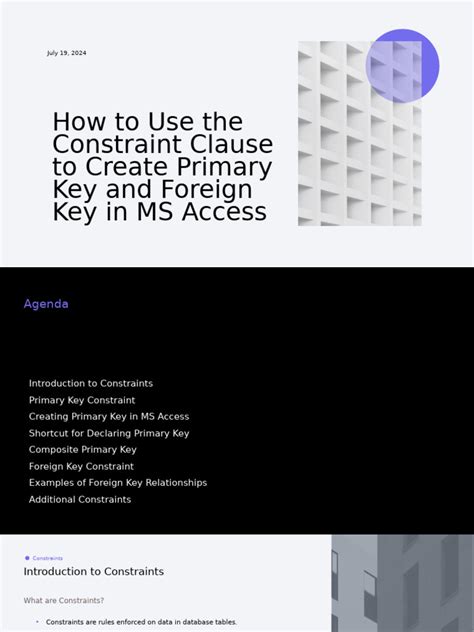 How To Use The Constraint Clause To Create Primary Key And Foreign Key In Ms Access Pdf