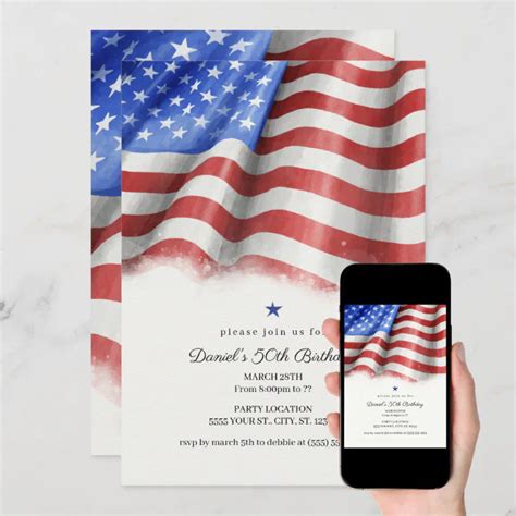 American Flag Birthday Party Invitations Zazzle