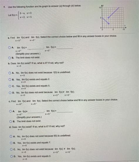 Solved 4 Use The Following Function And Its Graph To Answer