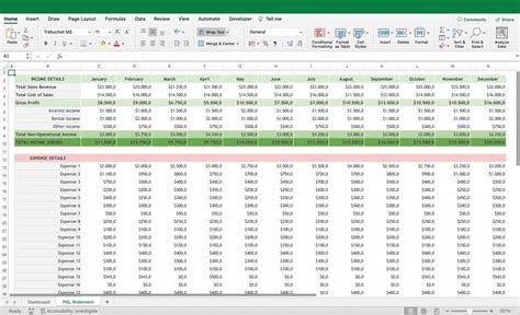 Profit And Loss Statement Excel Template Financial Spreadsheet