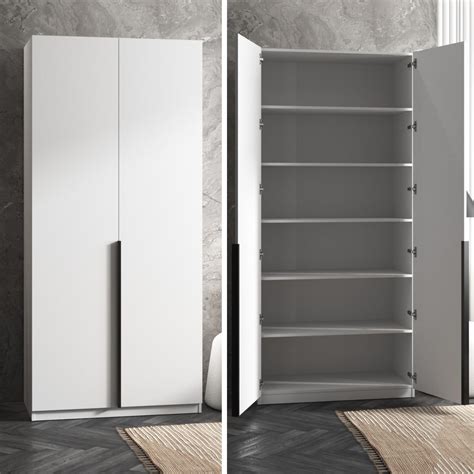 Шкаф для одежды на 2 двери с полками с черными ручками M 26 продажа цена в Белой Церкви