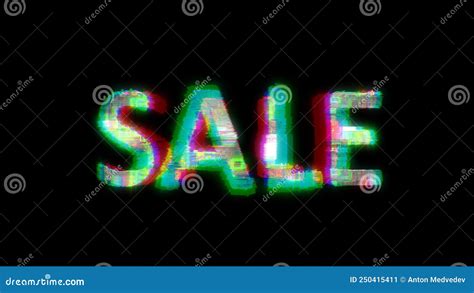 Cybernetical Text Sale With Massive Chromatic Aberrance Distortion Isolated Object 3d