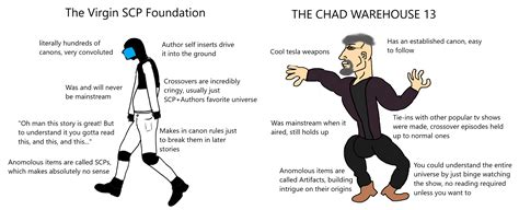 The Virgin Scp Foundation Vs The Chad Warehouse 13 R Virginvschad