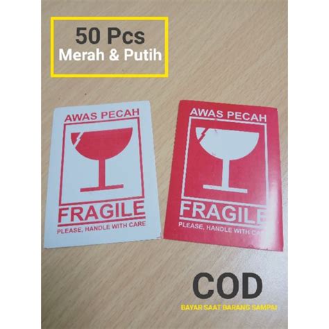 Jual Stiker Awas Pecah Stiker Fragile 5x7 Cm 50 Pcs Shopee Indonesia