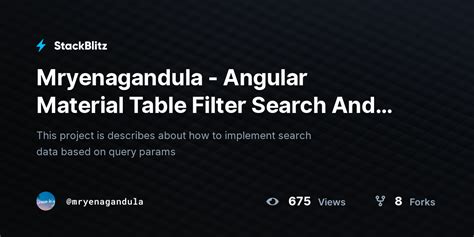 Mryenagandula Angular Material Table Filter Search And Query Params