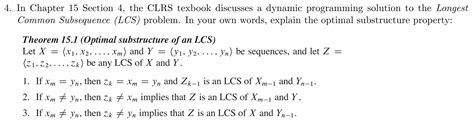 Solved 4 In Chapter 15 Section 4 The Clrs Texbook