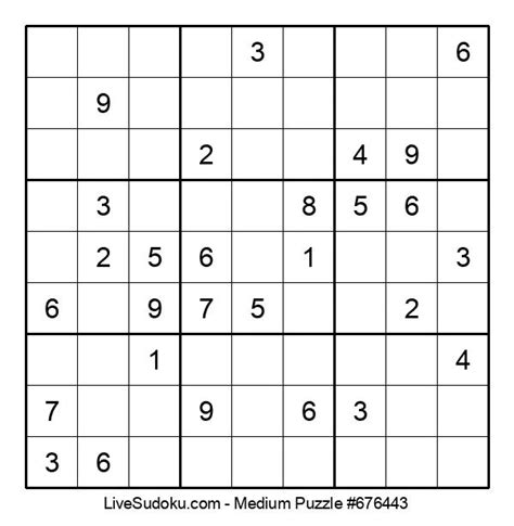 Medium Sudoku Online 676443 Live Sudoku