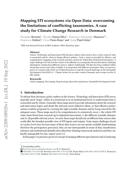 Pdf Mapping Sti Ecosystems Via Open Data Overcoming The Limitations Of Conflicting Taxonomies