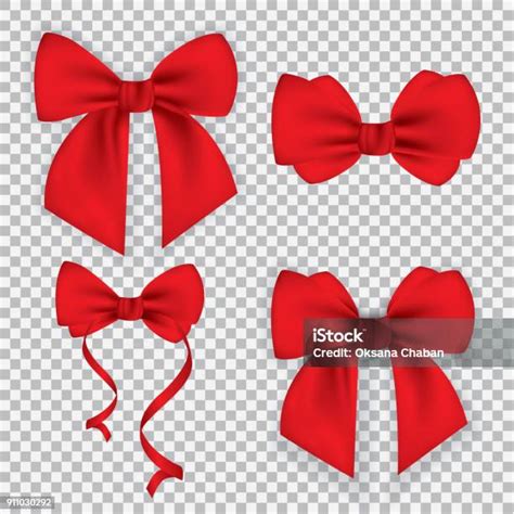 현실적인 빨간 활 고 리본 투명 한 배경에 고립 인사말 카드 포스터 또는 책자를 위한 템플릿입니다 벡터 일러스트 레이 션 0명에 대한 스톡 벡터 아트 및 기타 이미지