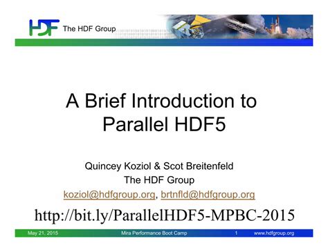 pdf a brief introduction to parallel hdf5 · pdf filea brief