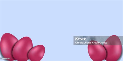 벡터 그림입니다 텍스트를 위한 장소가 있는 축제 부활절 배경 파란색과 보라색 3d 부활절 달걀이 있는 현실적인 배경 배너 웹 포스터 전단지 세련된 브로셔 엽서 표지 브랜딩