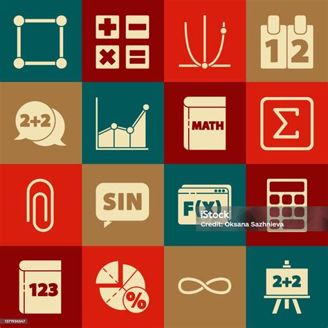 분수판 계산기 시그마 기호 그래프 일정 차트 다이어그램 방정식 솔루션 기하학적 그림 사각형 및 단어 수학 아이콘과 책 벡터 0명에 대한 스톡 벡터 아트 및 기타 이미지