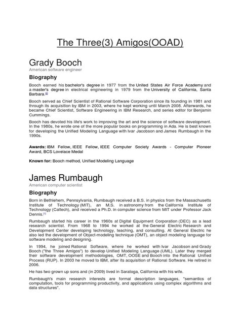 The Three 3 Amigos Ooad Grady Booch Pdf Systems Science Computer Programming