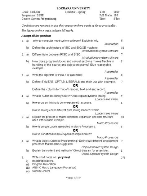 System Software 2009 Back Pdf Assembly Language Macro Computer Science