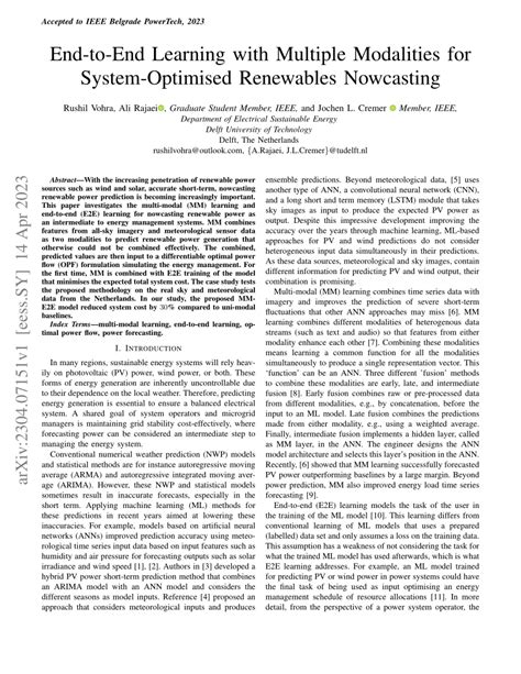 Pdf End To End Learning With Multiple Modalities For System Optimised