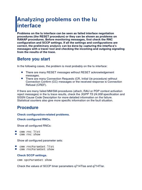 Analyzing Problems On The Iu Interface Pdf