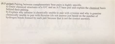 Solved Point Pairing Between Complementary Base Pairs Chegg