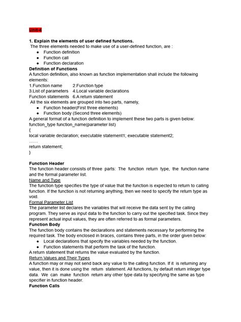 Unit 4 Pdf Parameter Computer Programming Pointer Computer Programming