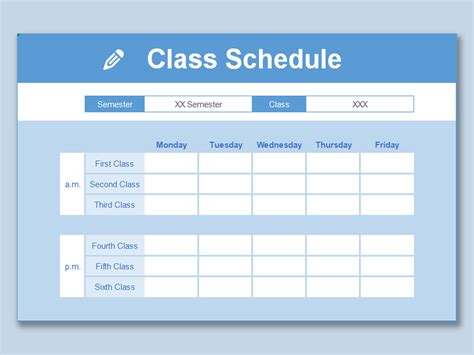 EXCEL Of Class Schedule Curriculum Xlsx WPS Free Templates