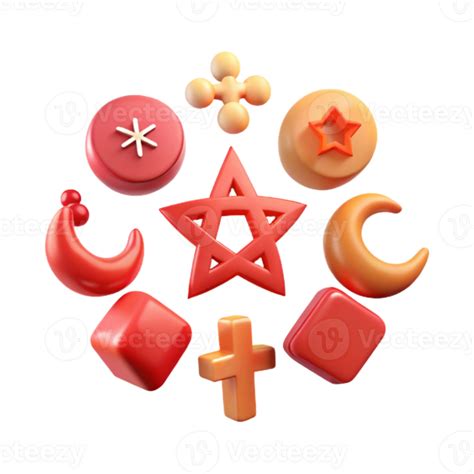 3d Rendered Symbols Star Crescent Cross And More 51327683 Png