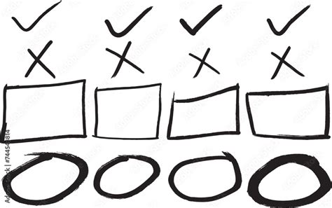 Doodle Check Mark Hand Drawn Check And Arrows Signs Doodle Effect Stain Collection Chalk