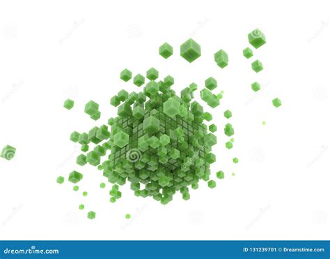 3d Render Green Cubes And White Background Stock Illustration Illustration Of Render Green