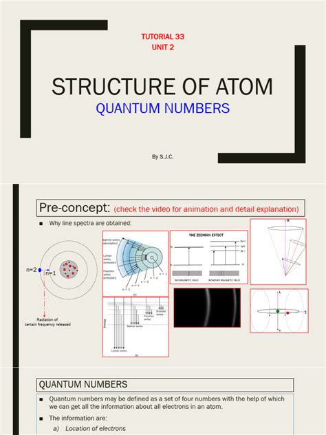 Tutorial 33 Quantum Numbers Pdf Atomic Orbital Electron
