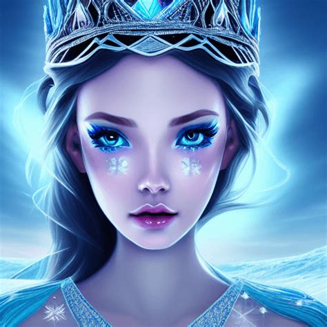 Beautiful Ice Princess Detailed Face In Modest Blue Ocean Dress