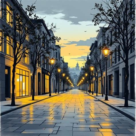 Free Twilight Street Glow Image Street Twilight Cobblestone